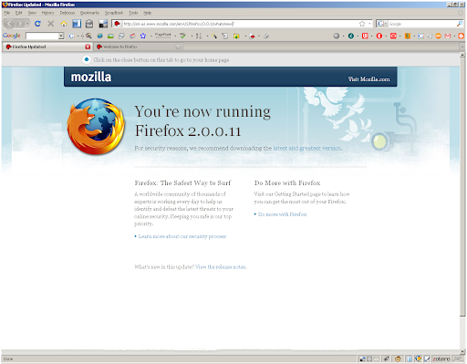 Linux: Firefox 3.0.1 Welcome Page